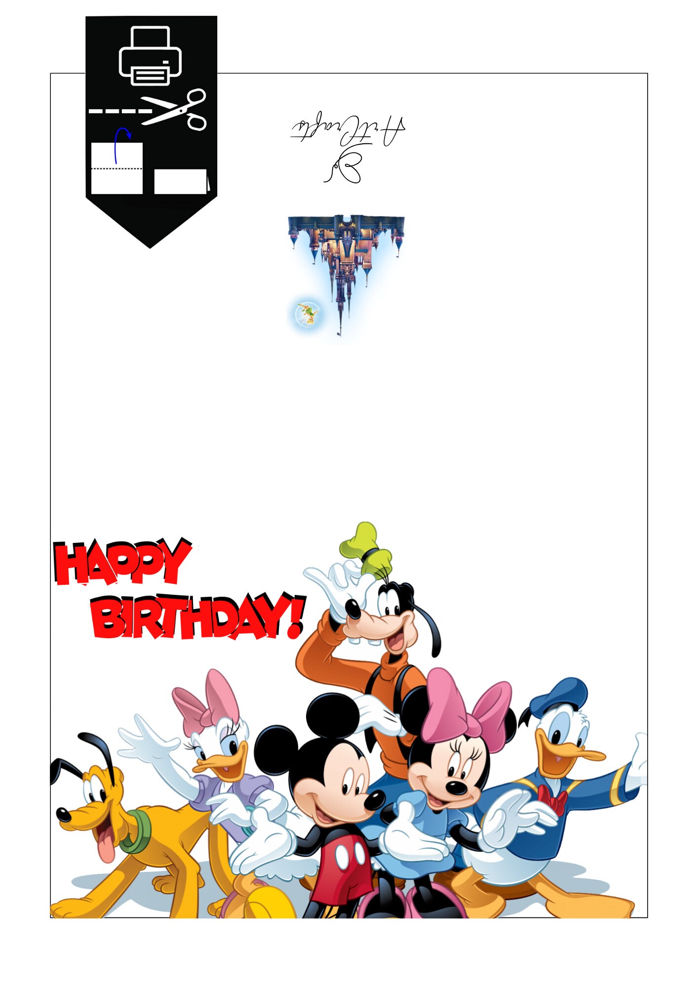 Printable Birthday Card With Mickey Mouse, Printable Greeting Card ...