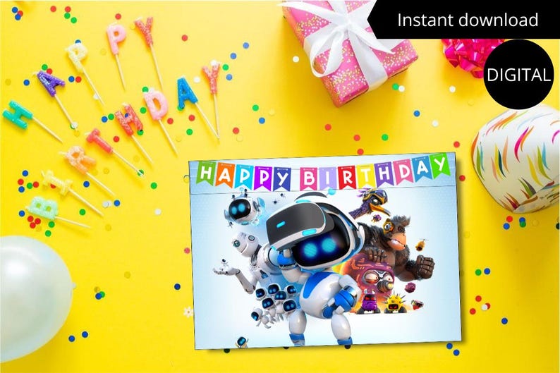 Printable Birthday Card With Astro Bot, Printable Greeting Card, Print ...