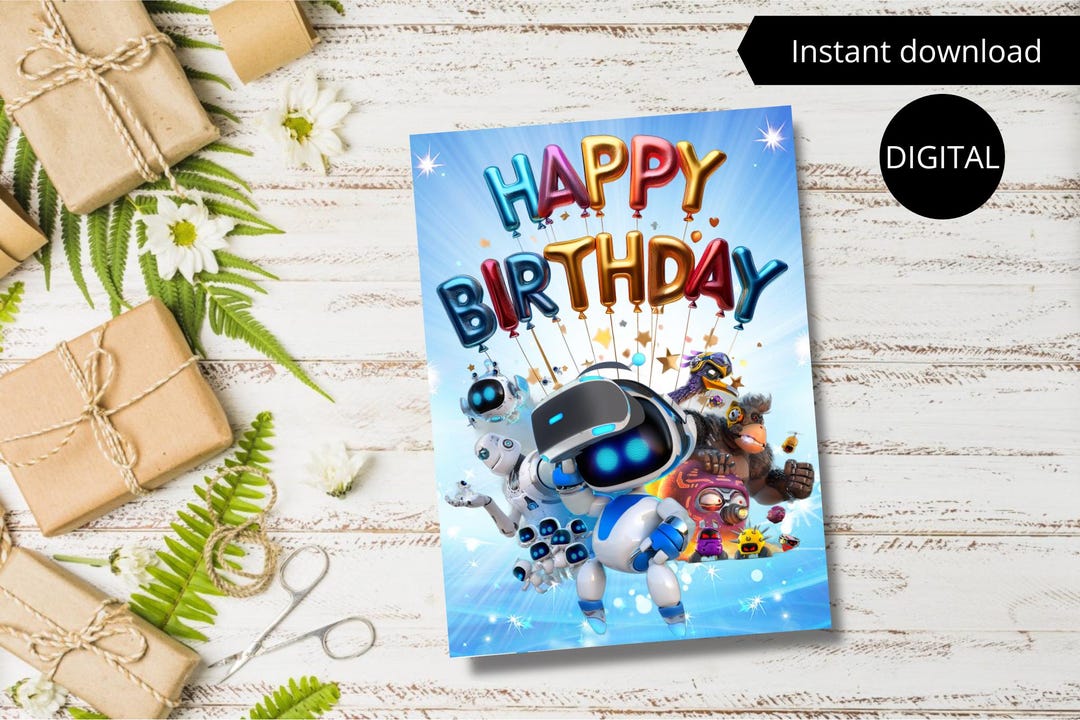 Printable Birthday Card With Astro Bot, Printable Greeting Card, Print ...