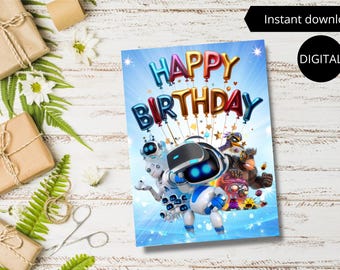 Printable Birthday Card With Astro Bot, Printable Greeting Card, Print ...