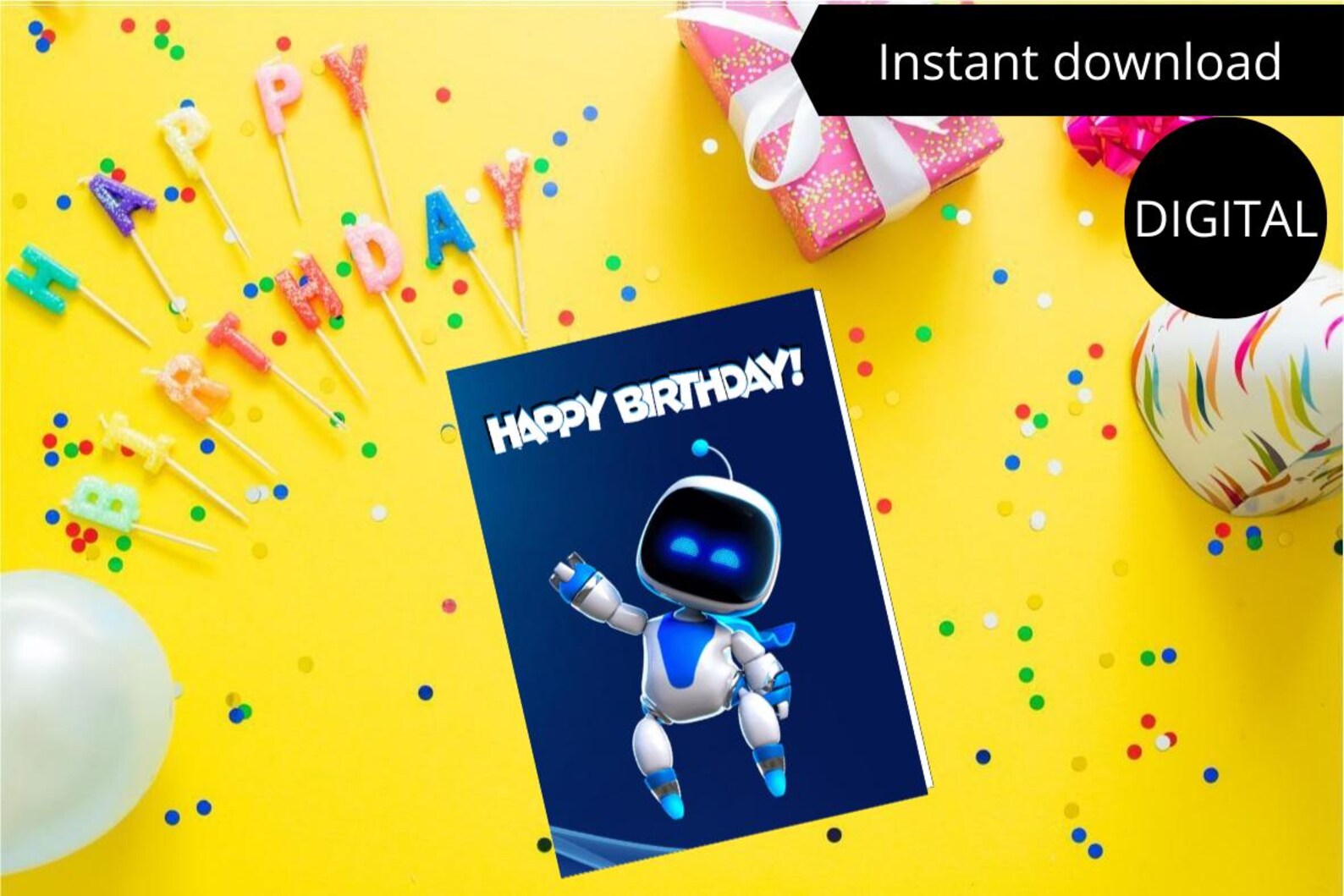 Printable Birthday Card With Astro Bot, Printable Greeting Card, Print ...
