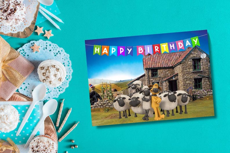 Printable Birthday Card Shaun the Sheep, Printable Greeting Card, Print ...