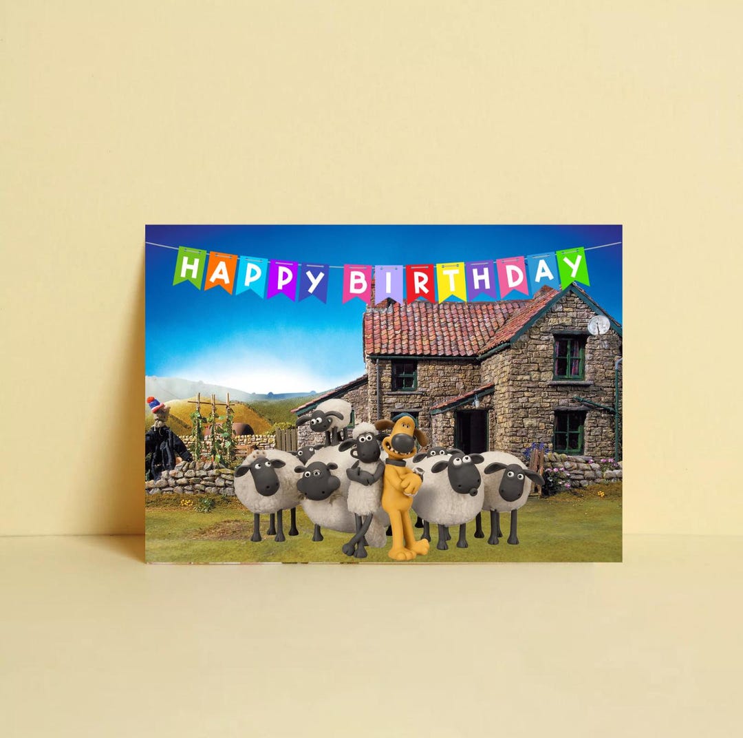 Printable Birthday Card Shaun the Sheep, Printable Greeting Card, Print ...