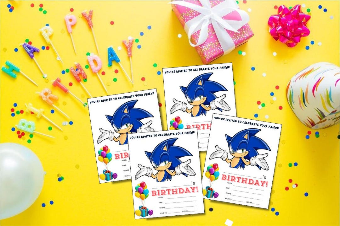 Printable Birthday Invitation Cards With Sonic Cartoon, Printable ...
