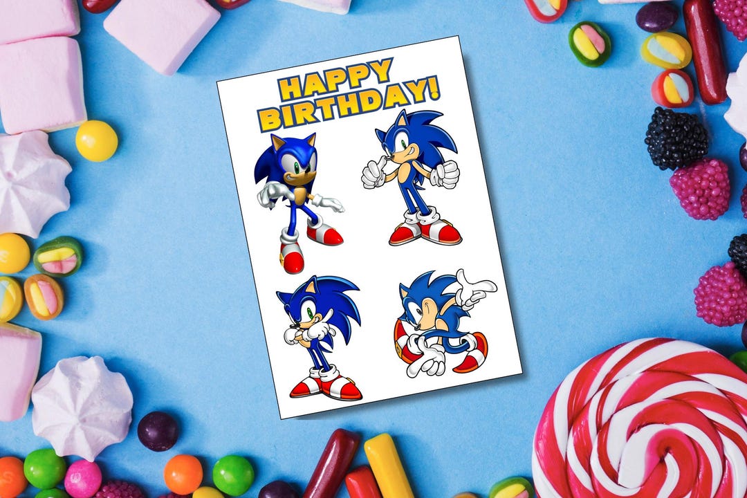 Printable Birthday Card With Sonic Cartoon, Printable Greeting Card ...