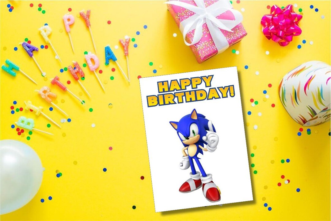 Printable Birthday Card With Sonic Cartoon, Printable Greeting Card ...