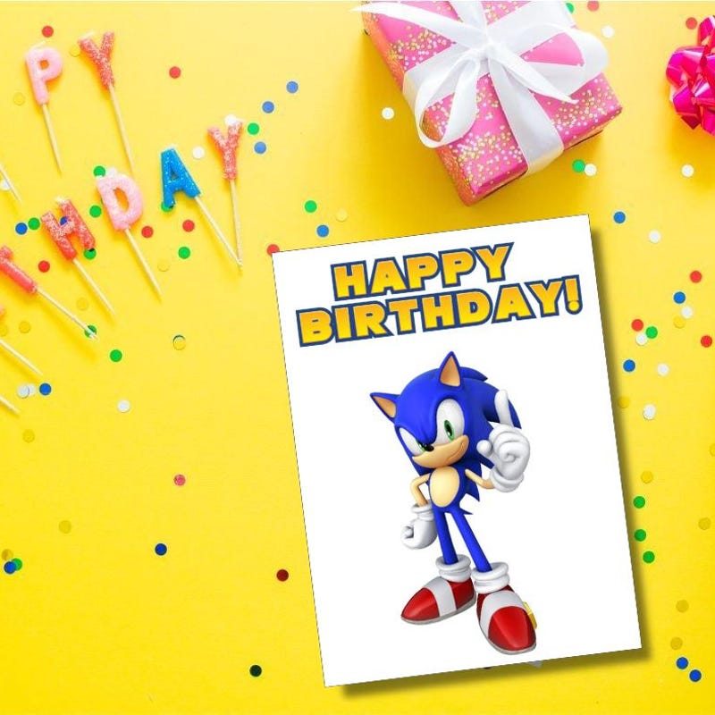 Sonic Birthday Card - Etsy