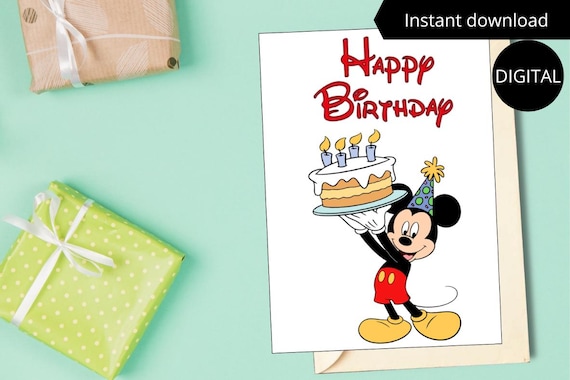 Printable Mickey Birthday Card Printable Mickey Mouse Valentine's Day
