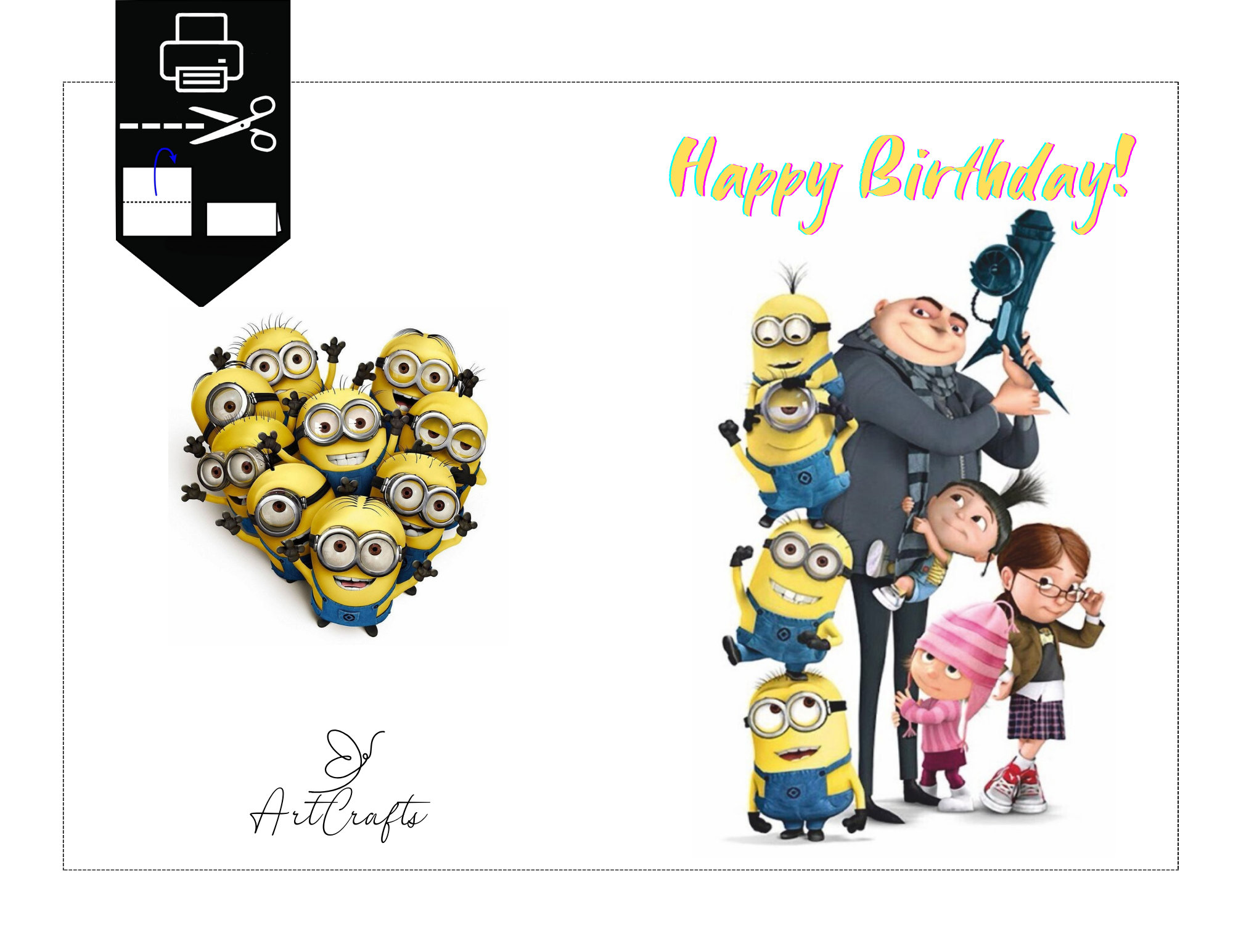 Printable Birthday Card Minion Printable Greeting Card - Etsy