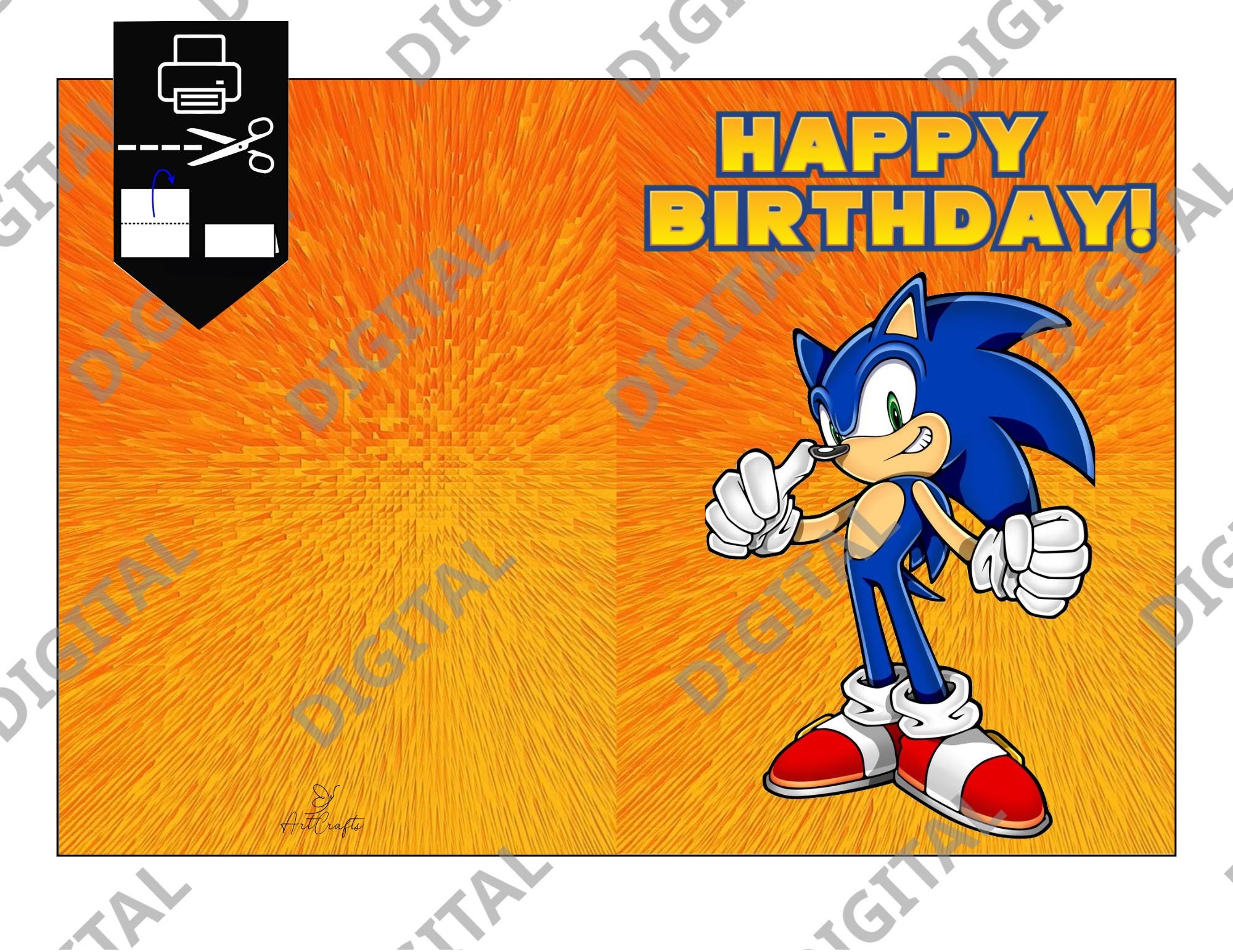 Printable Birthday Card With Sonic Cartoon, Printable Greeting Card ...