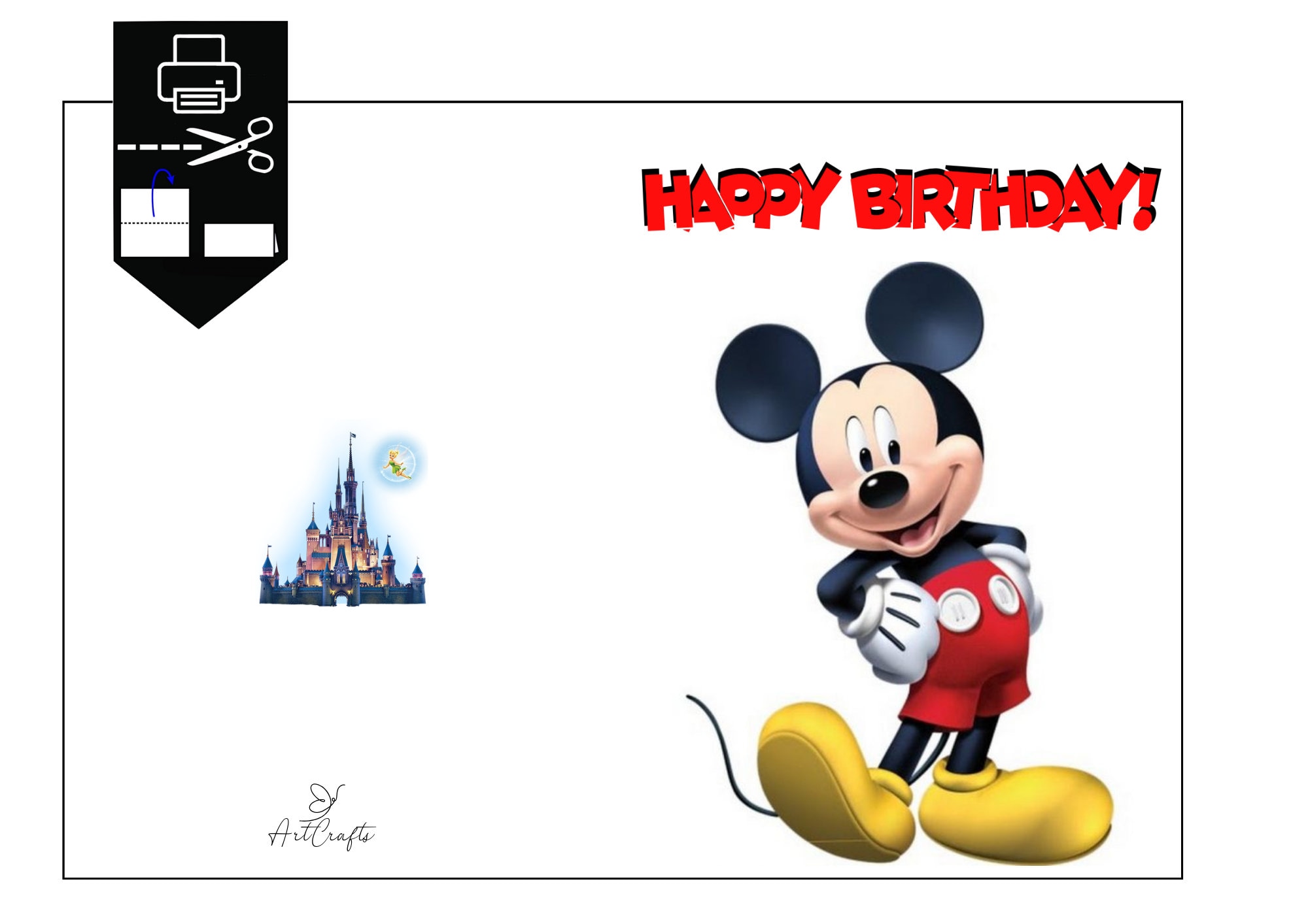 Printable Birthday Card With Mickey Mouse, Printable Greeting Card ...