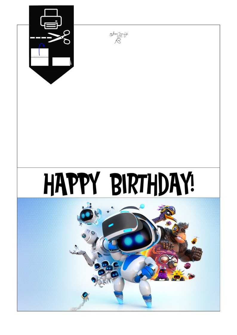 Printable Birthday Card With Astro Bot, Printable Greeting Card, Print ...