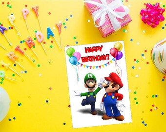 Printable Birthday Card Super Mario, Printable Greeting Card, Print at ...