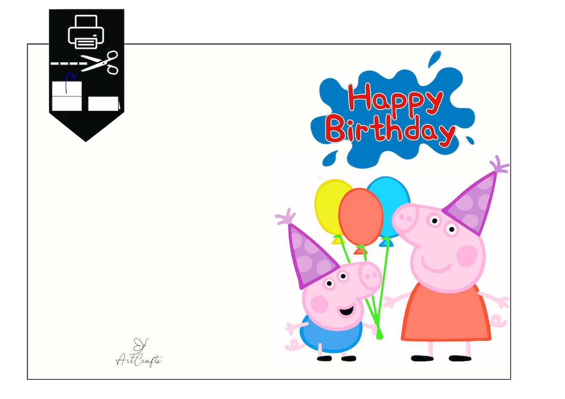Printable Birthday Card With Peppa Pig, Printable Greeting Card, Print ...