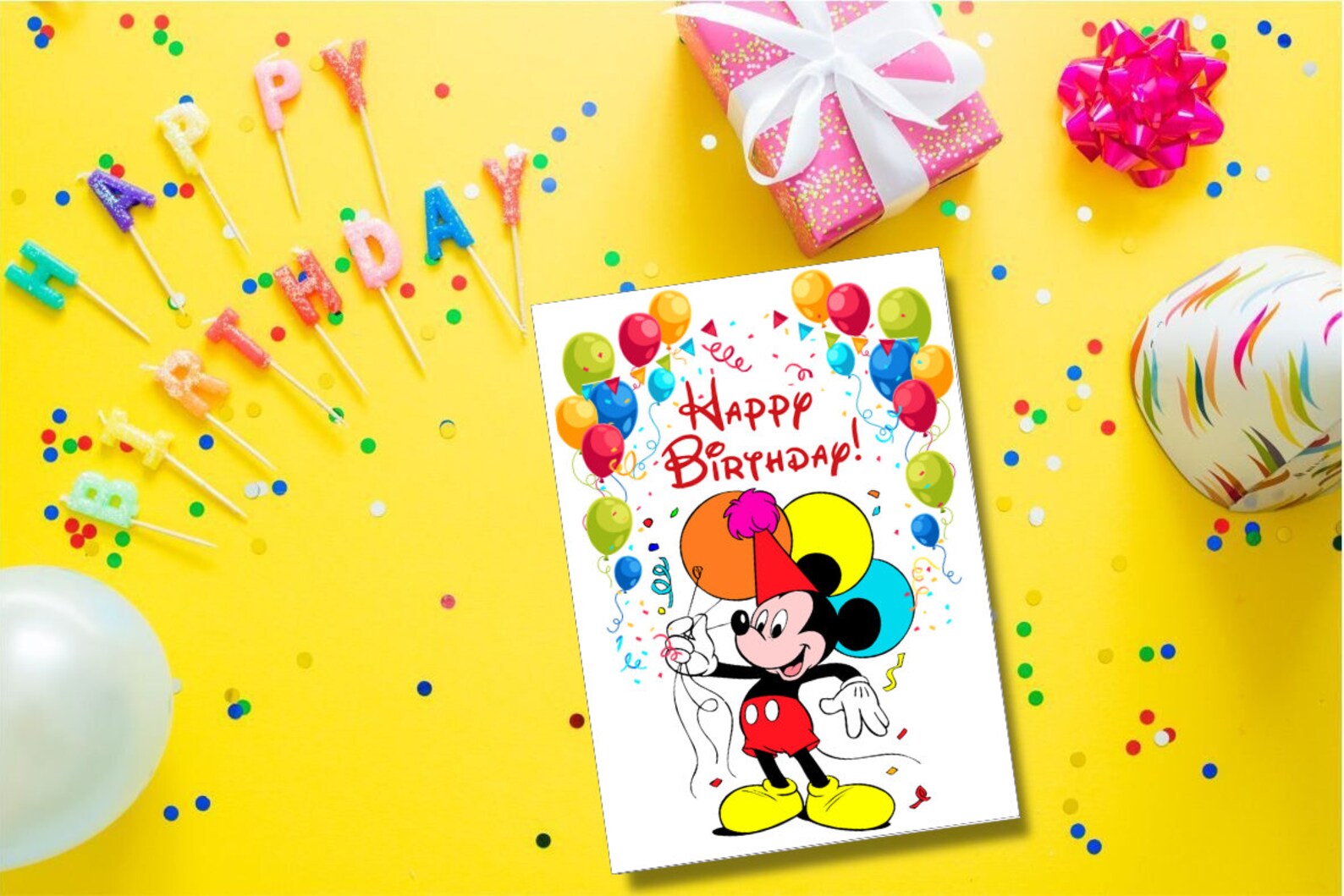 Printable Birthday Card With Mickey Mouse, Printable Greeting Card ...
