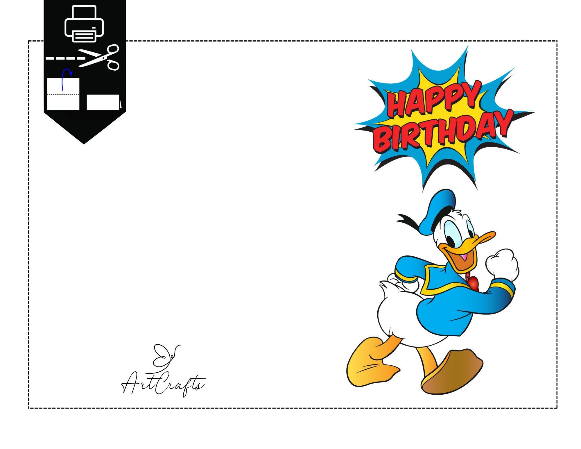 Printable Birthday Card With Donald Duck, Printable Greeting Card ...