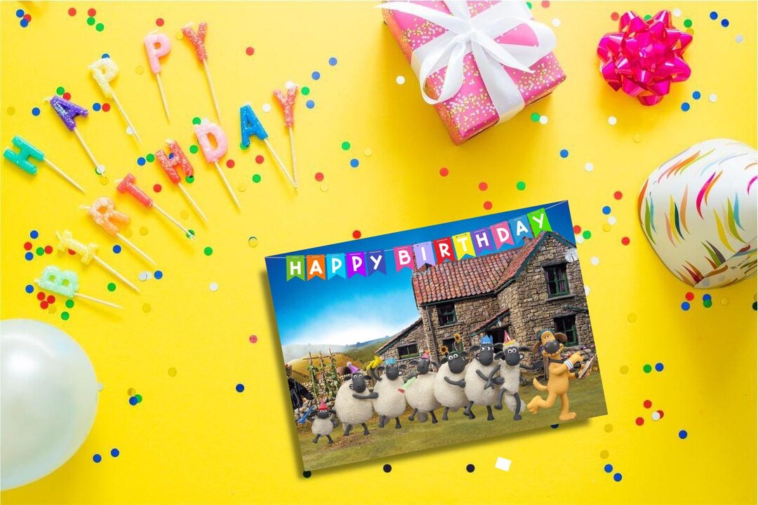 Printable Birthday Card Shaun the Sheep, Printable Greeting Card, Print ...