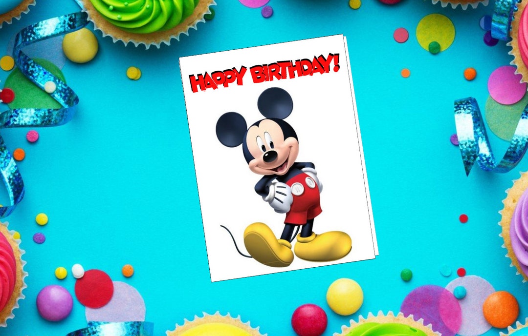 Printable Birthday Card With Mickey Mouse, Printable Greeting Card ...