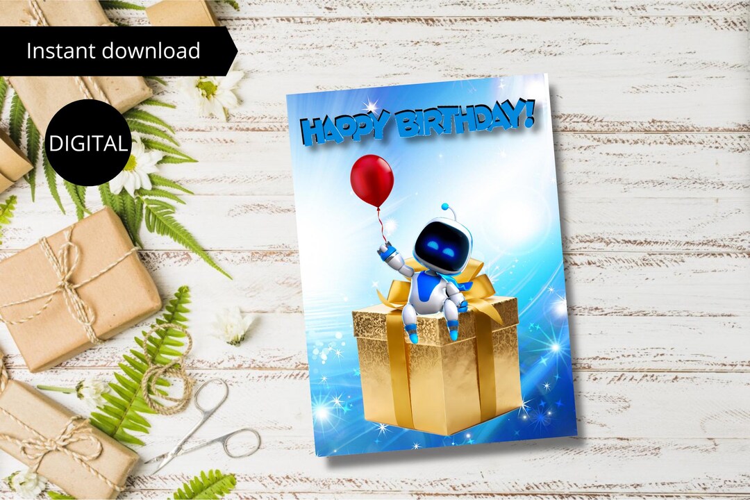 Printable Birthday Card With Astro Bot, Printable Greeting Card, Print ...