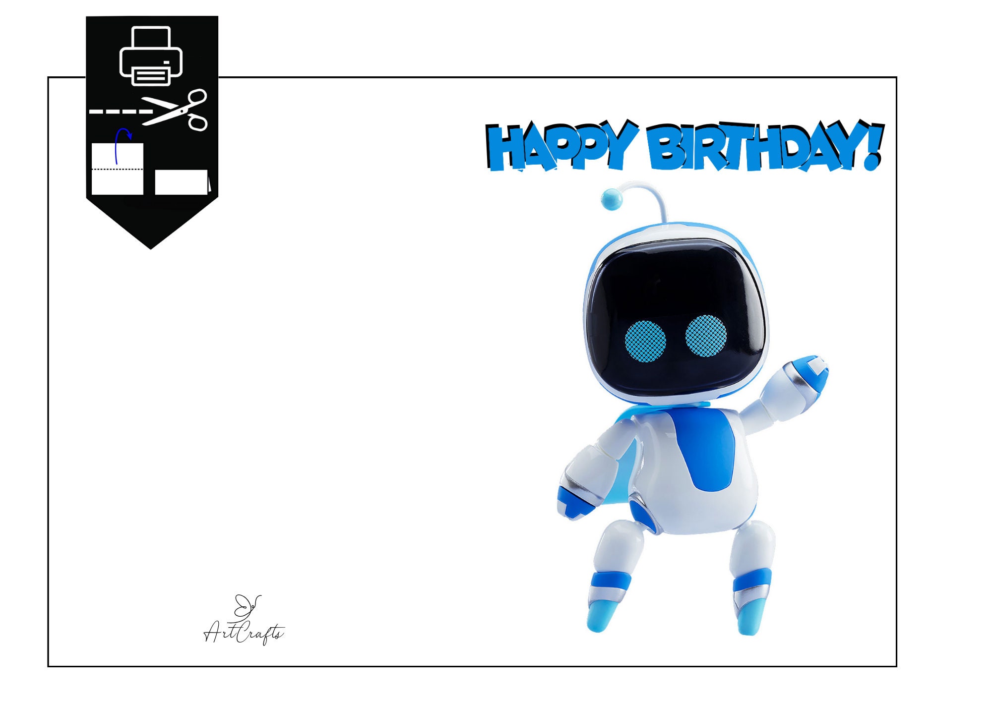 Printable Birthday Card With Astro Bot, Printable Greeting Card, Print ...