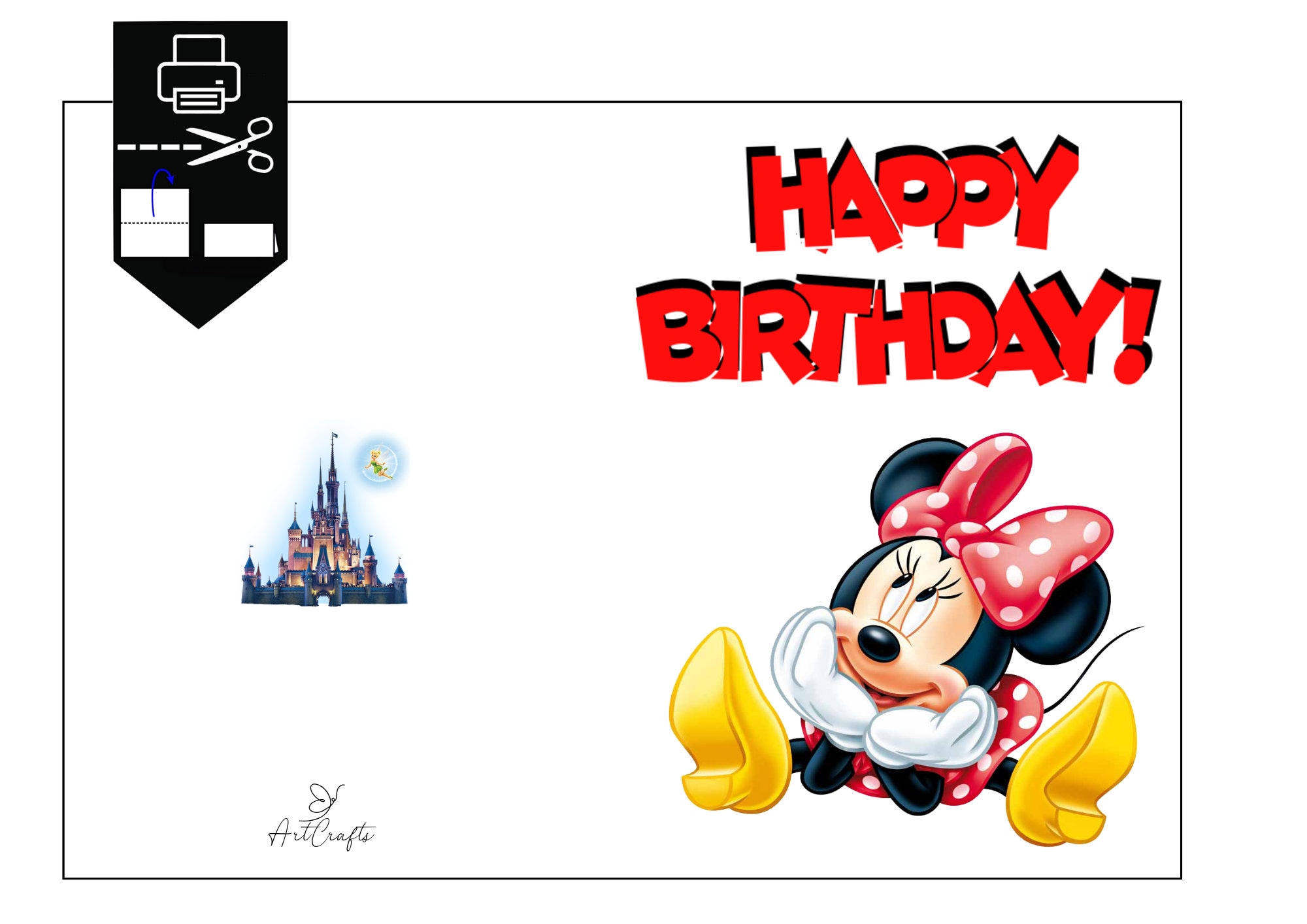 Printable Birthday Card With Minnie Mouse, Printable Greeting Card ...
