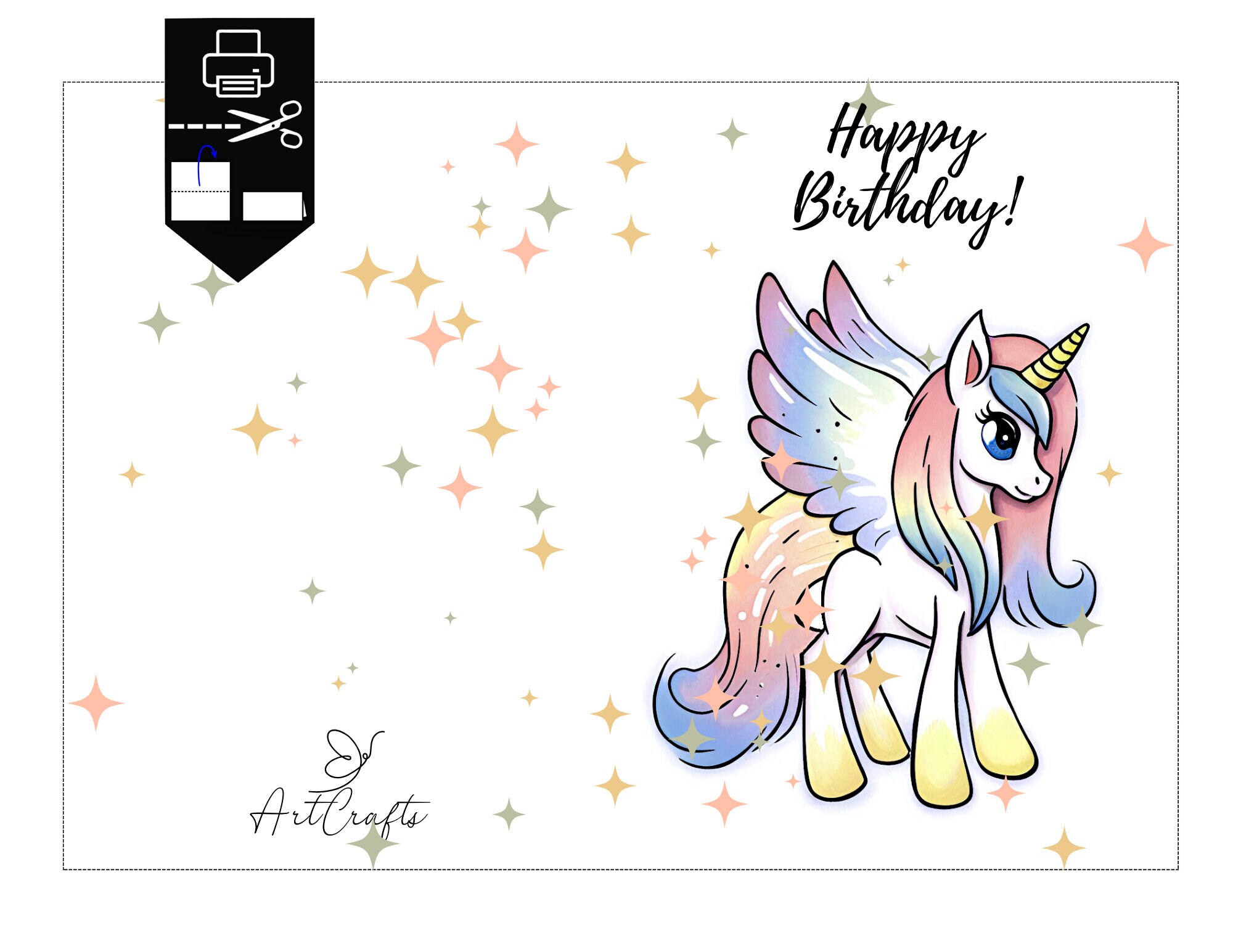Birthday Card to Print, Greeting Card, Download and Print, Digital: Pdf ...