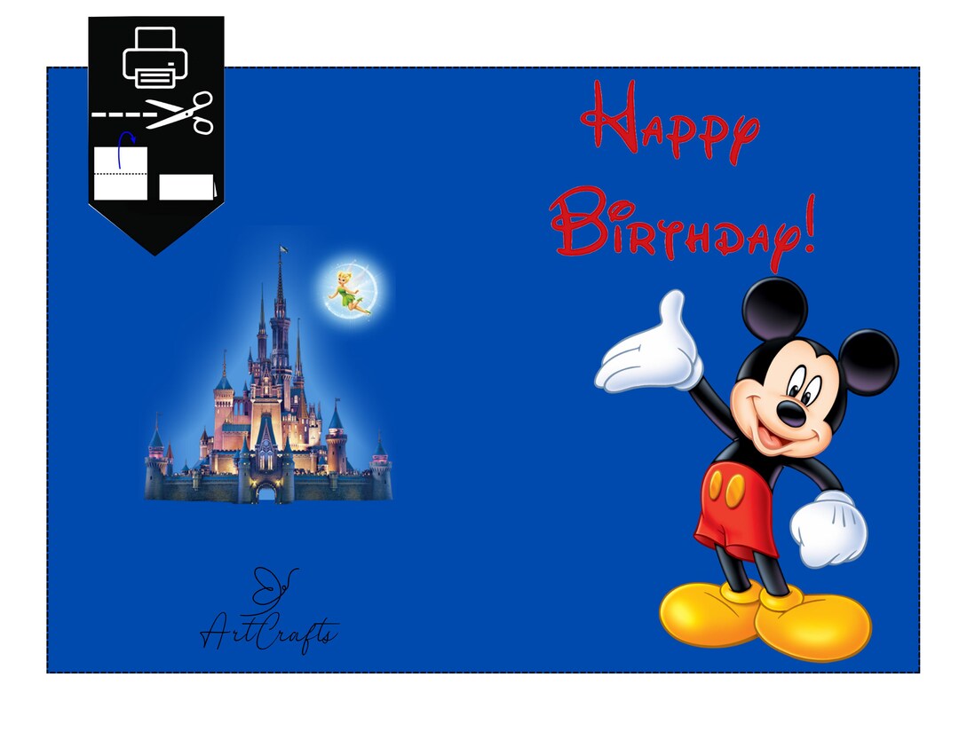 Printable Birthday Card With Mickey Mouse, Printable Greeting Card ...
