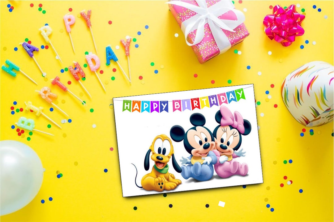 Printable Birthday Card With Mickey Mouse, Printable Greeting Card ...