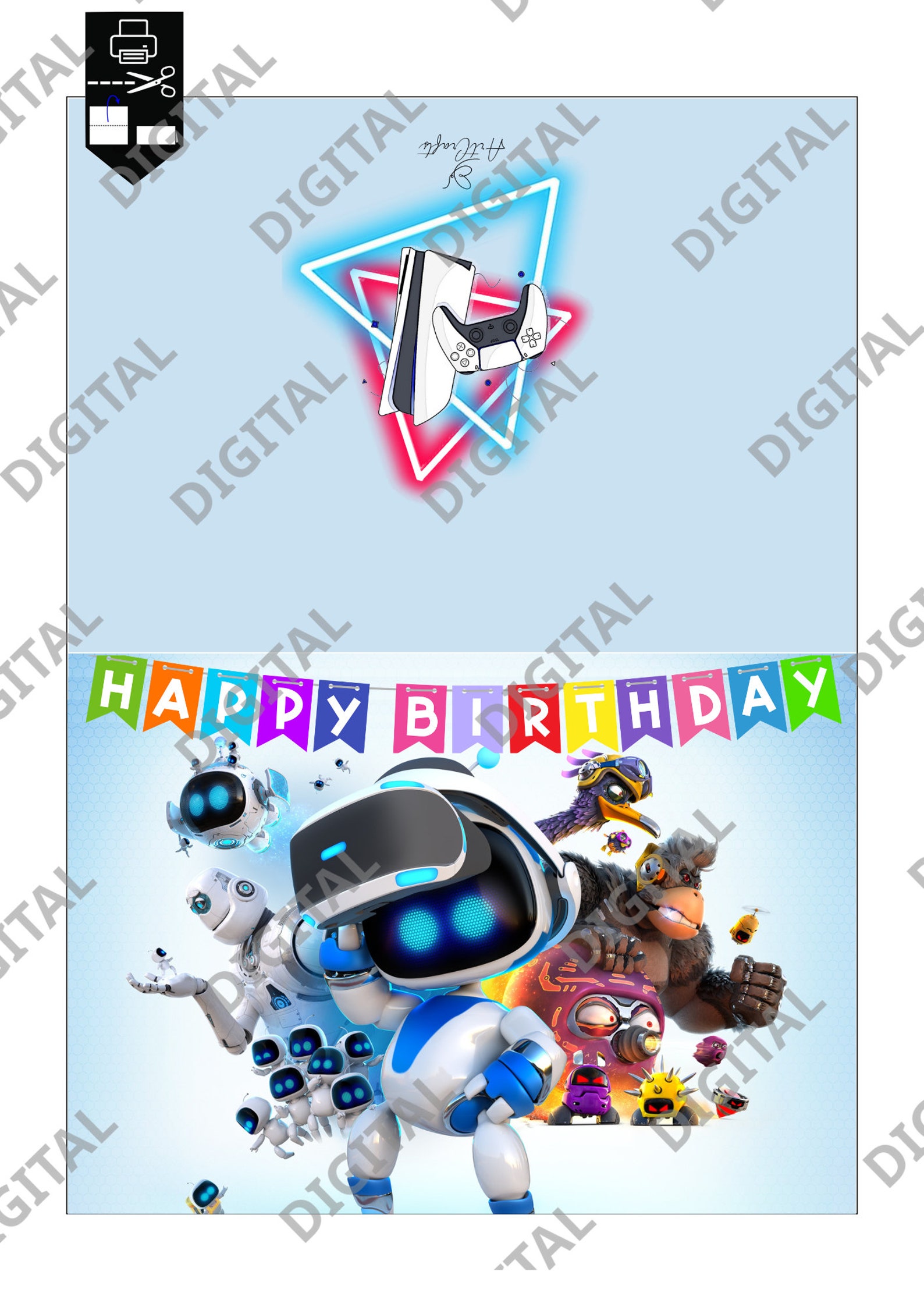 Printable Birthday Card With Astro Bot, Printable Greeting Card, Print ...