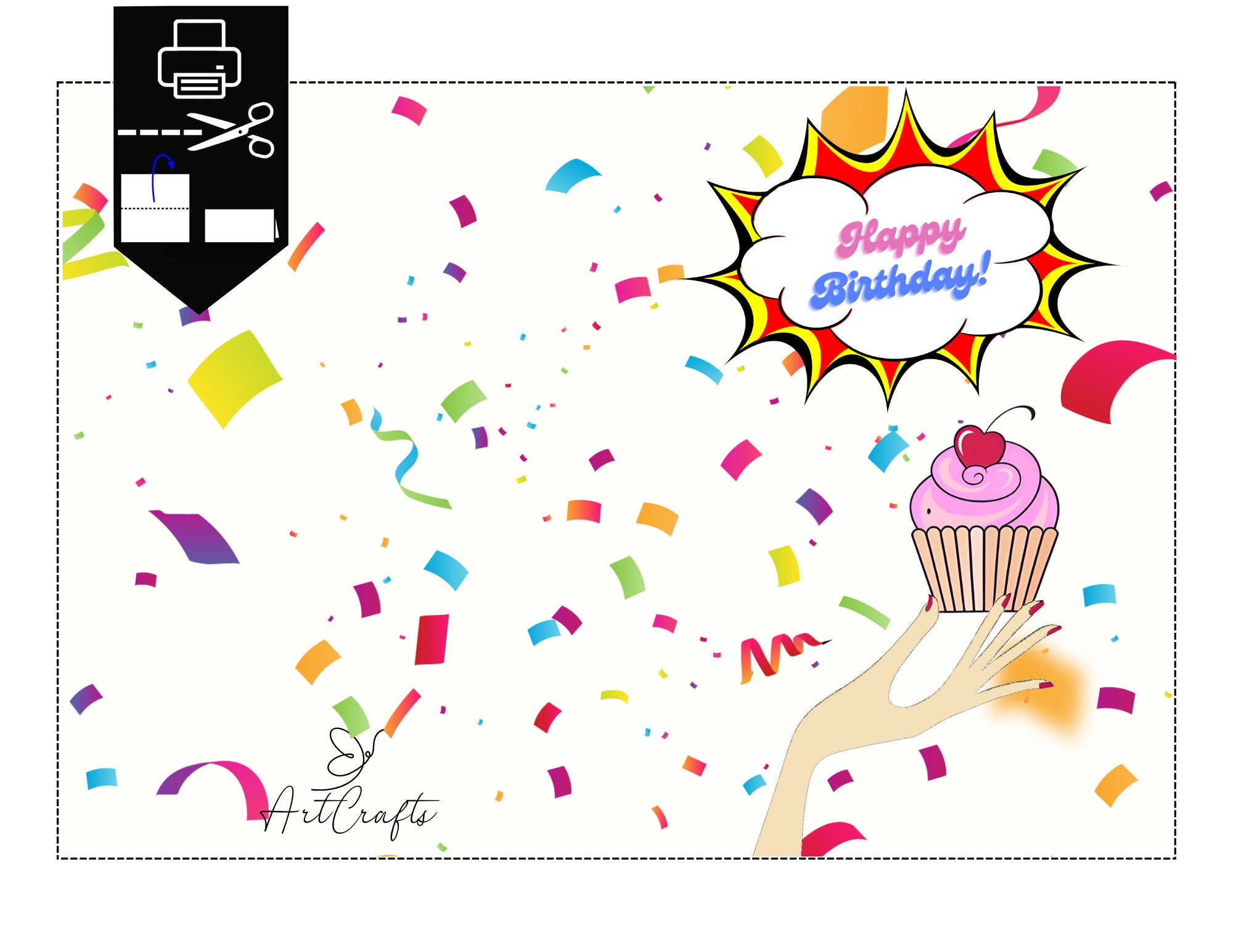 Birthday Card to Print, Greeting Card, Download and Print, Digital: Pdf ...