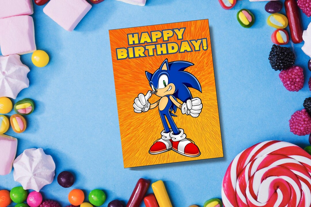 Printable Birthday Card With Sonic Cartoon, Printable Greeting Card ...