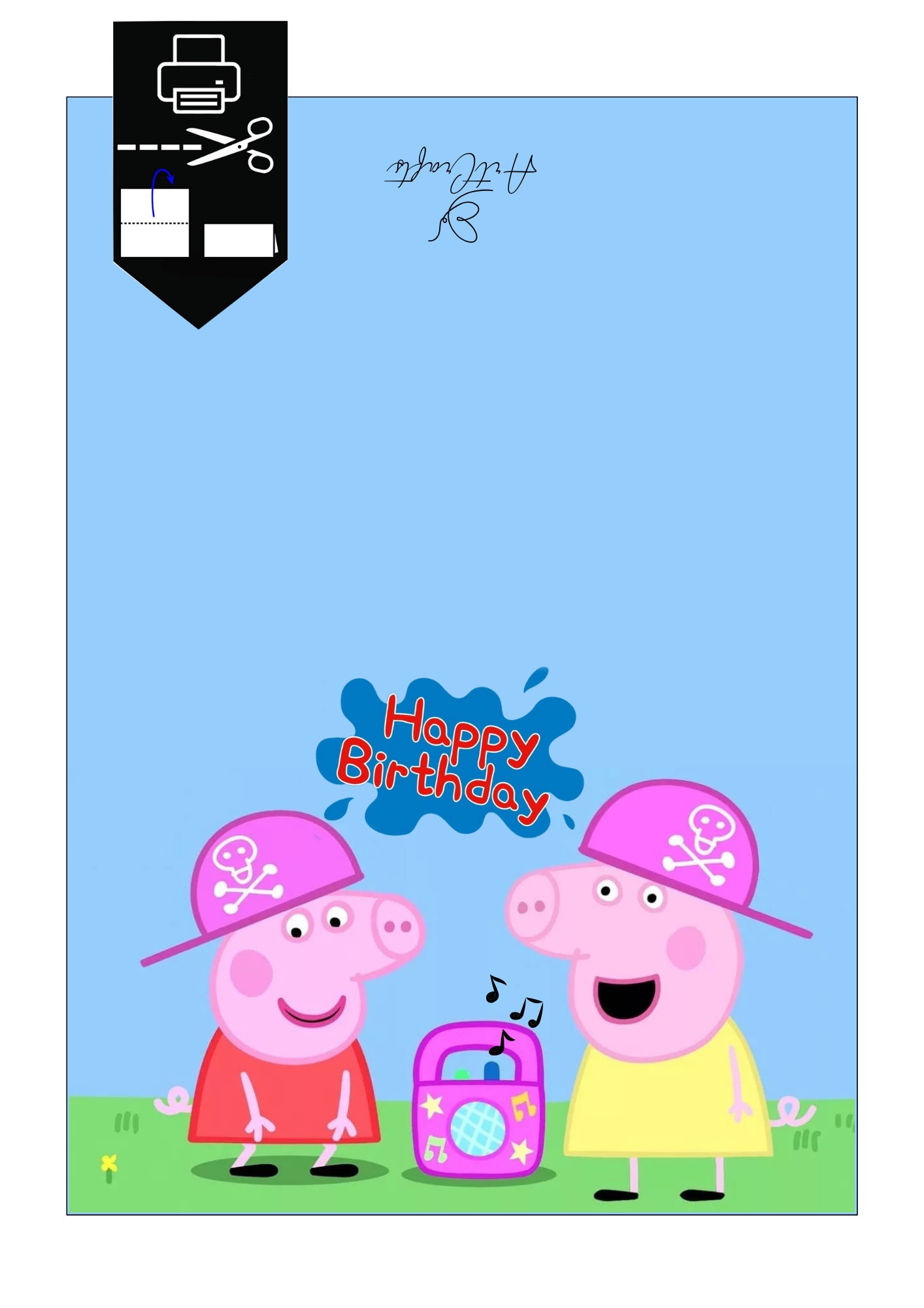 Printable Birthday Card With Peppa Pig, Printable Greeting Card, Print ...