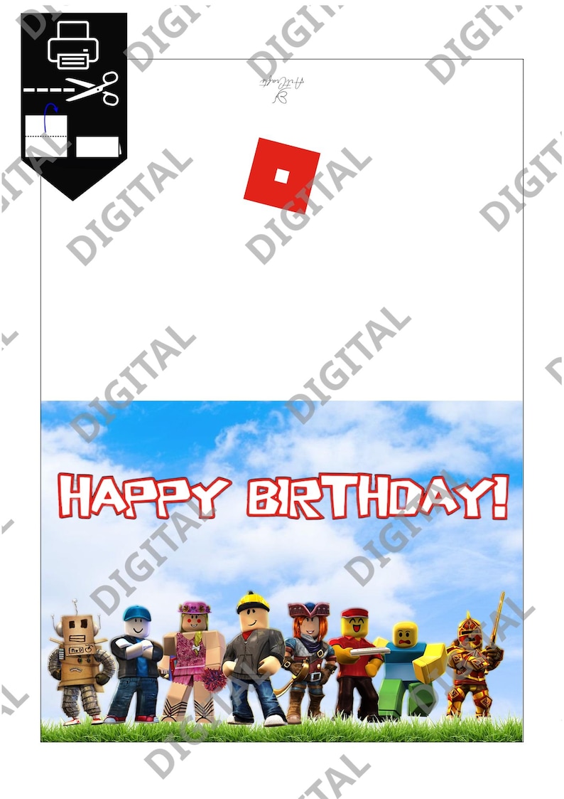 Printable Birthday Card With Roblox, Printable Greeting Card, Print at ...