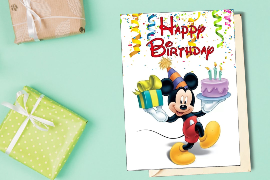 Printable Birthday Card With Mickey Mouse, Printable Greeting Card ...
