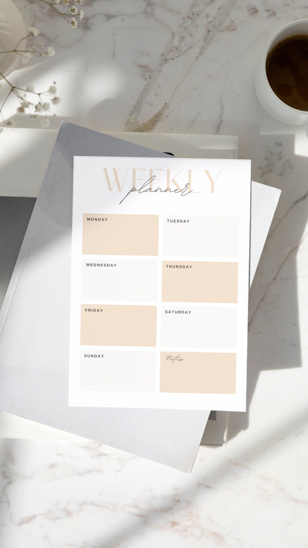 Undated Printable Weekly Planner, Minimalist Week-at-a-glance, Office ...