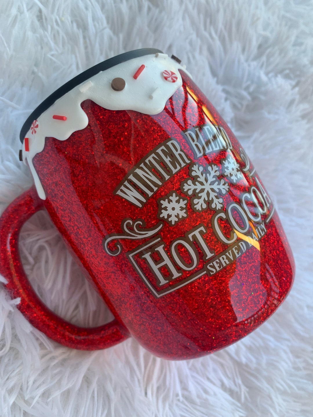Christmas Mug, Christmas Hot Chocolate Mug, Hot Cocoa Mug, Glitter Mug ...