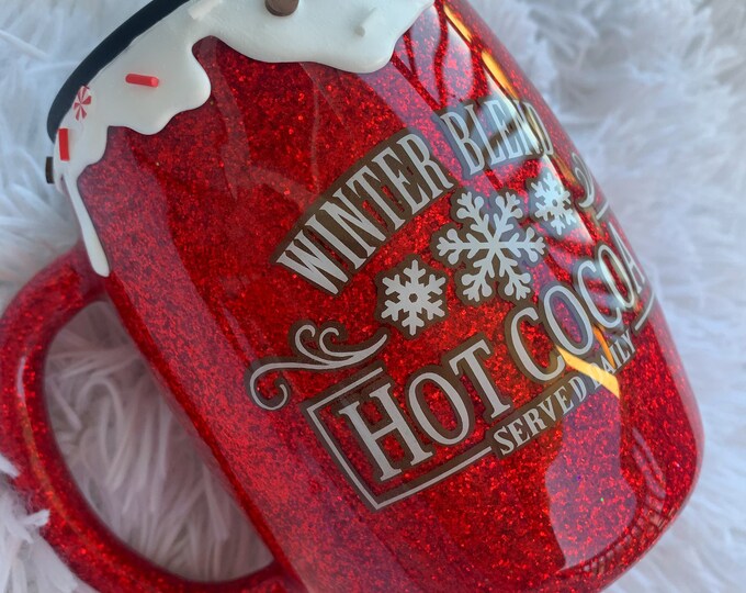 Christmas Mug, Christmas Hot Chocolate Mug, Hot Cocoa Mug, Glitter Mug ...