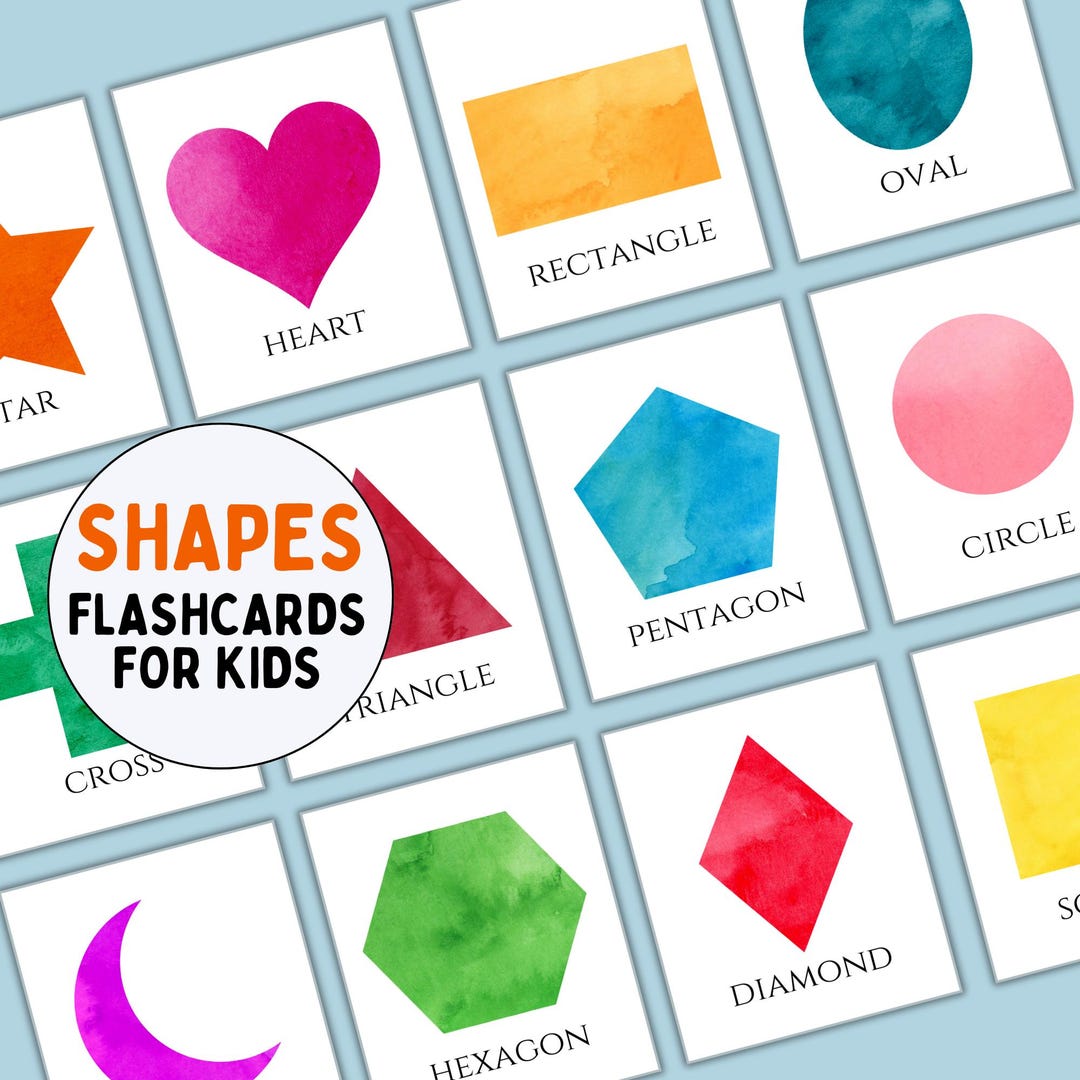Shape Flashcards for Kids, Colorful Learning Tools for Early Childhood ...