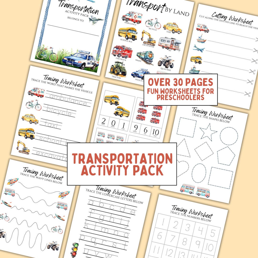 Transportation Activity Pack for Kids, Fun Learning Games and Puzzles ...