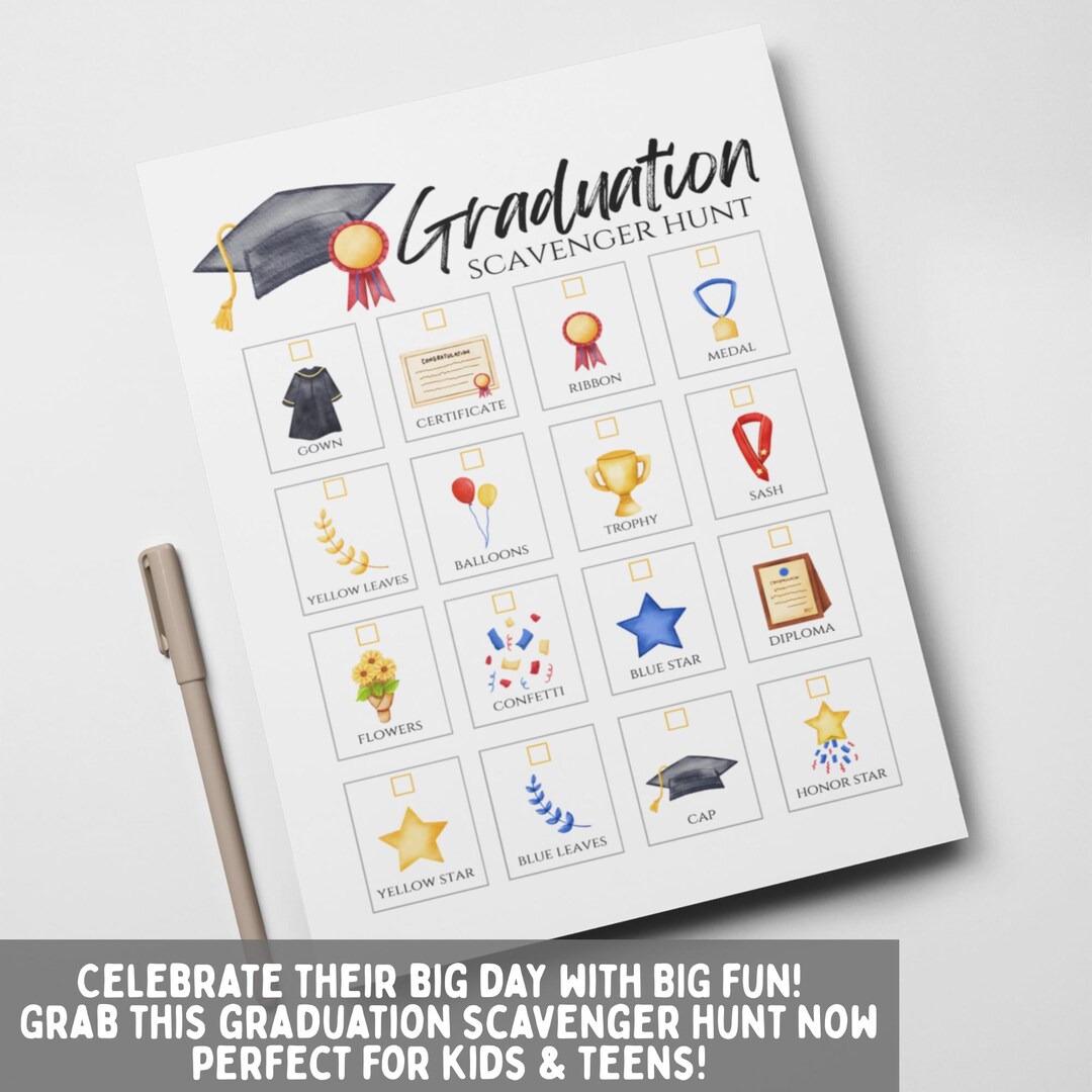 Graduation Scavenger Hunt Printable for Kids, Entertaining Graduation ...