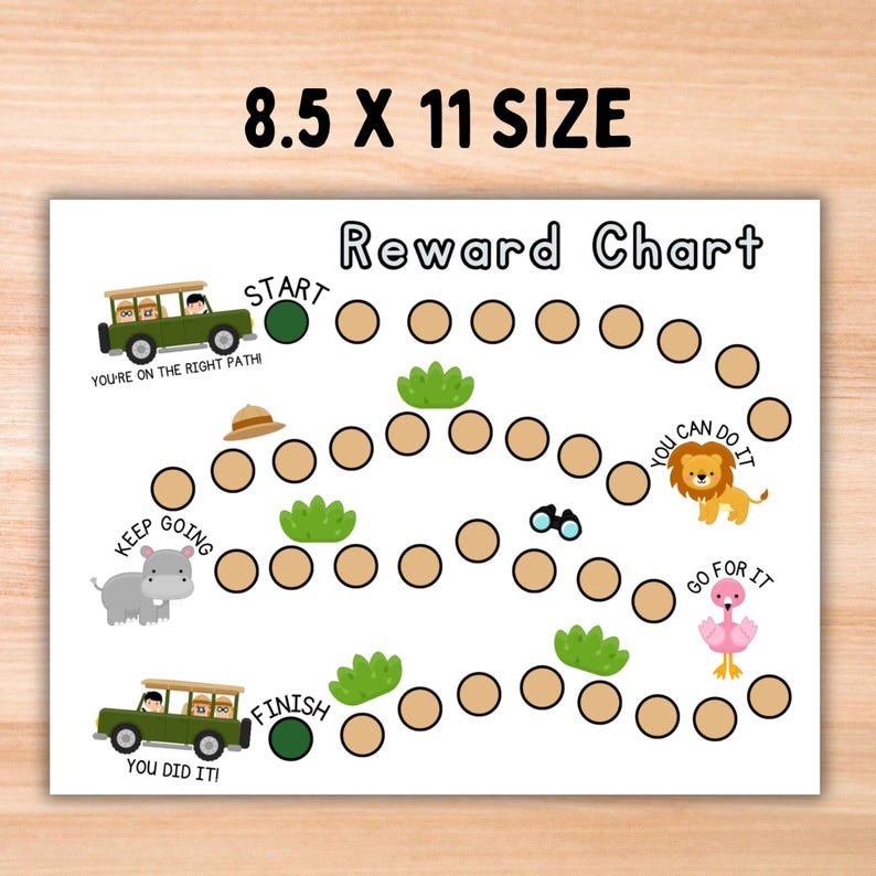 Reward Chart for Kids Jungle Themed Behavior Tracker Perfect for ...