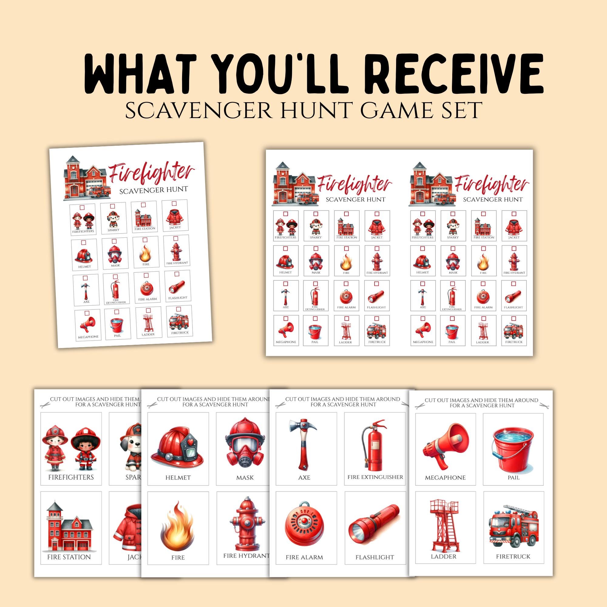 Firefighter Scavenger Hunt Game Kids Printables, Fun Educational ...