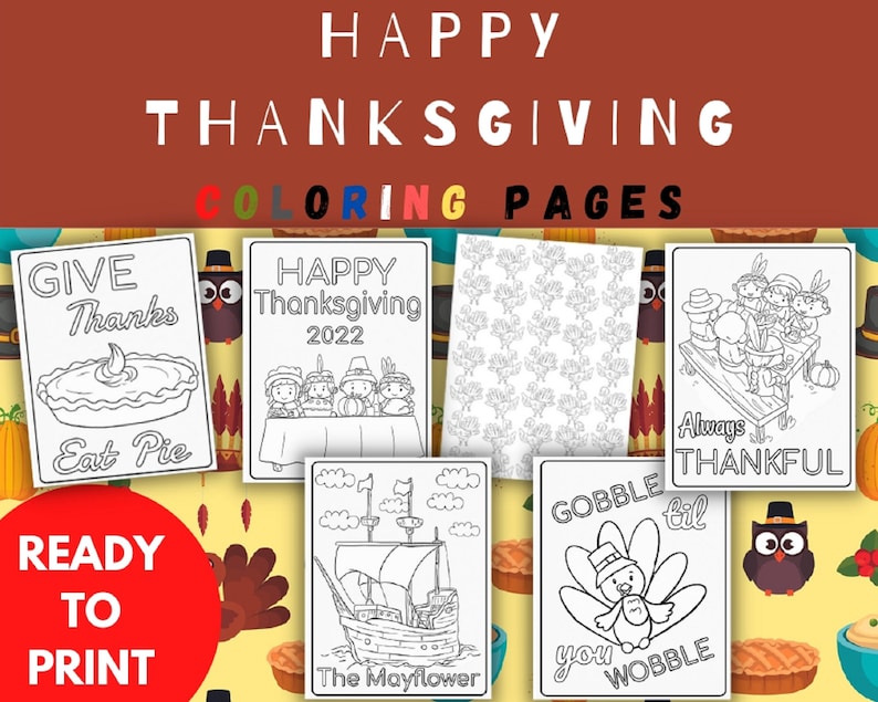 Thanksgiving Coloring Page Printable Homeschool Thanksgiving - Etsy