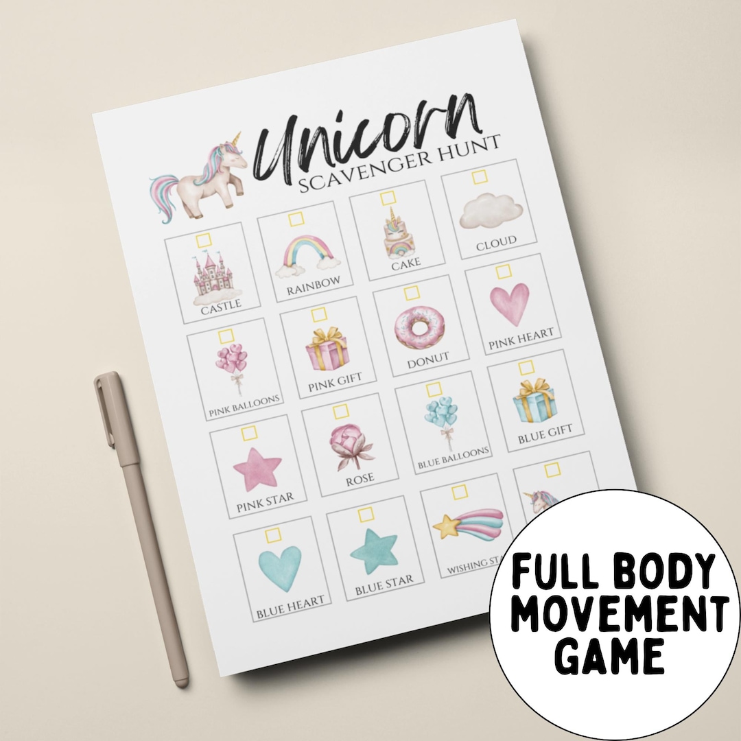 Unicorn Scavenger Hunt Printable, Enchanting Activity for Children, Fun ...