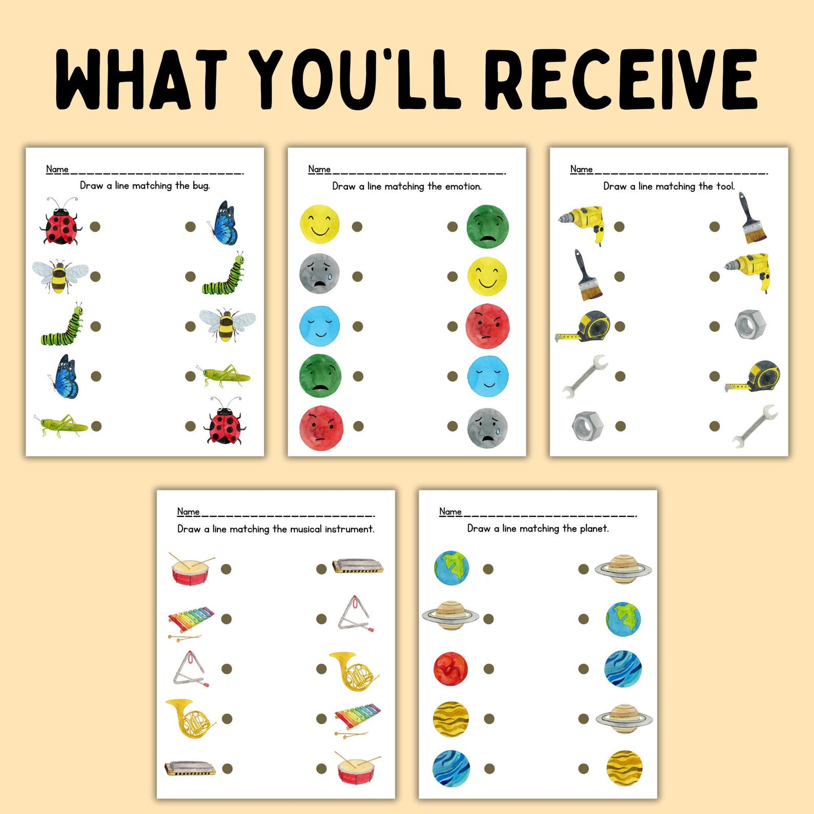 Printable Matching Worksheets, Fun Learning Tools for Early Childhood ...
