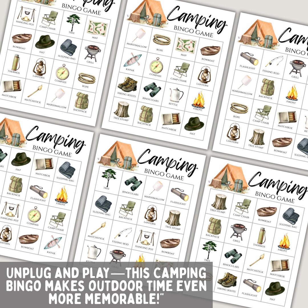 Printable Camping Bingo Game Set With Calling Cards and Markers ...