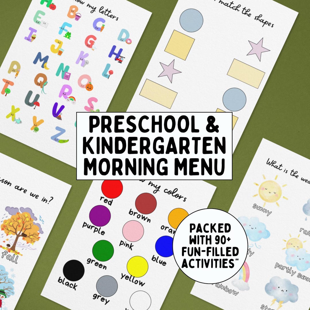 Preschool and Kindergarten Morning Menu Resources, Interactive Learning ...