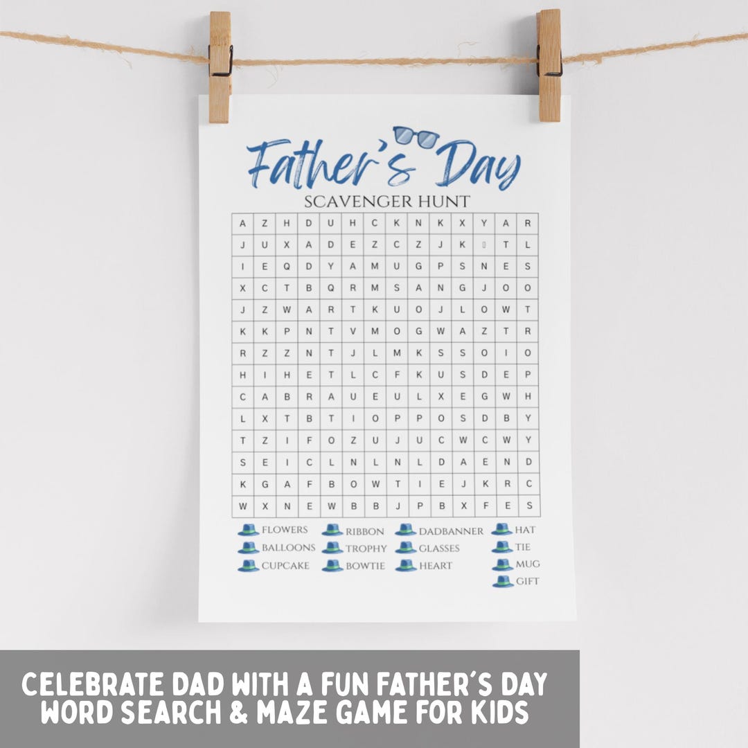 Father’s Day Word Search and Maze Game Printable, Fun Activity for Kids ...