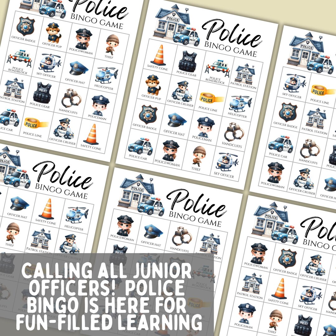Printable Police Bingo Game for Kids, Exciting Police Theme Learning ...