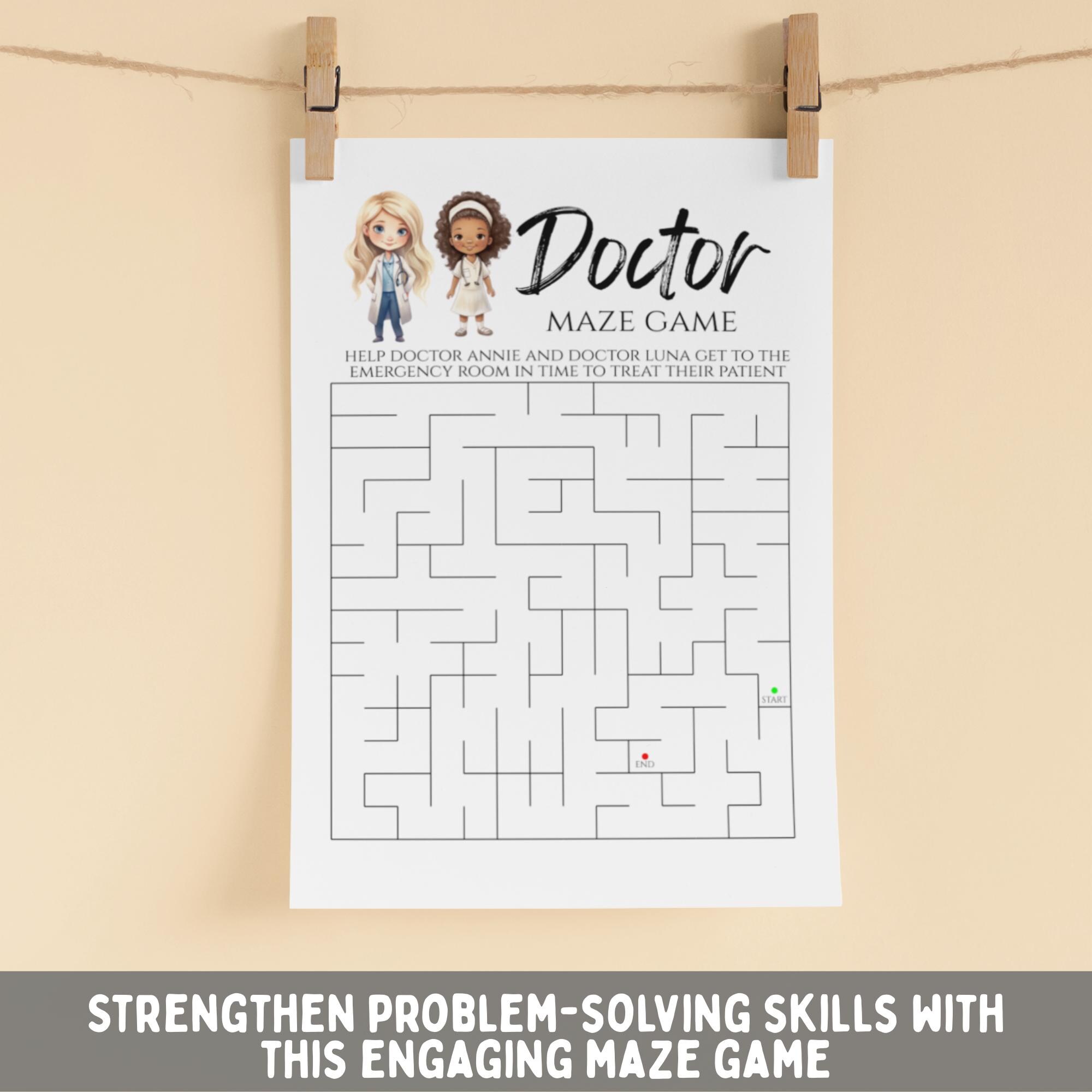 Kids Doctor Activity Pack Printable, Engaging Word Search Maze Coloring ...